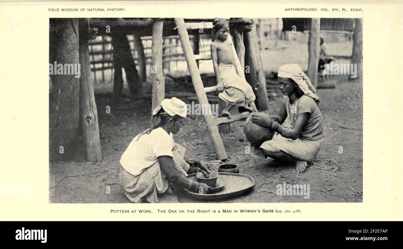 Potters at work. The one on the right is a man in woman's garb (Itneg ...