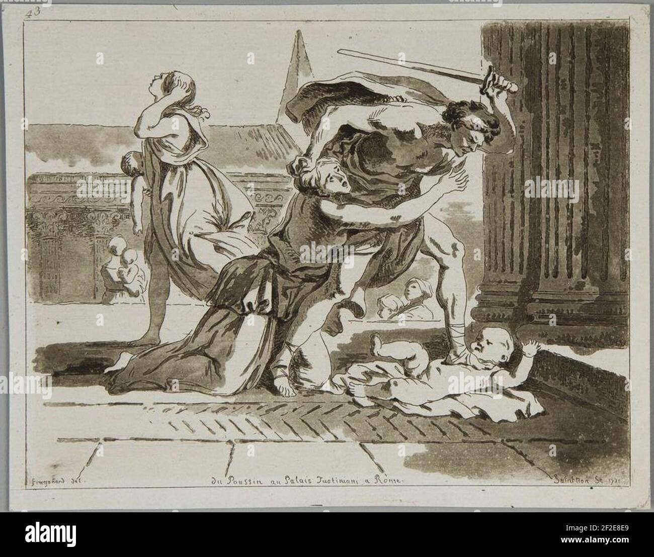Poussin's ''Massacre of the Innocents'' - Saint-Non Engraving Stock ...