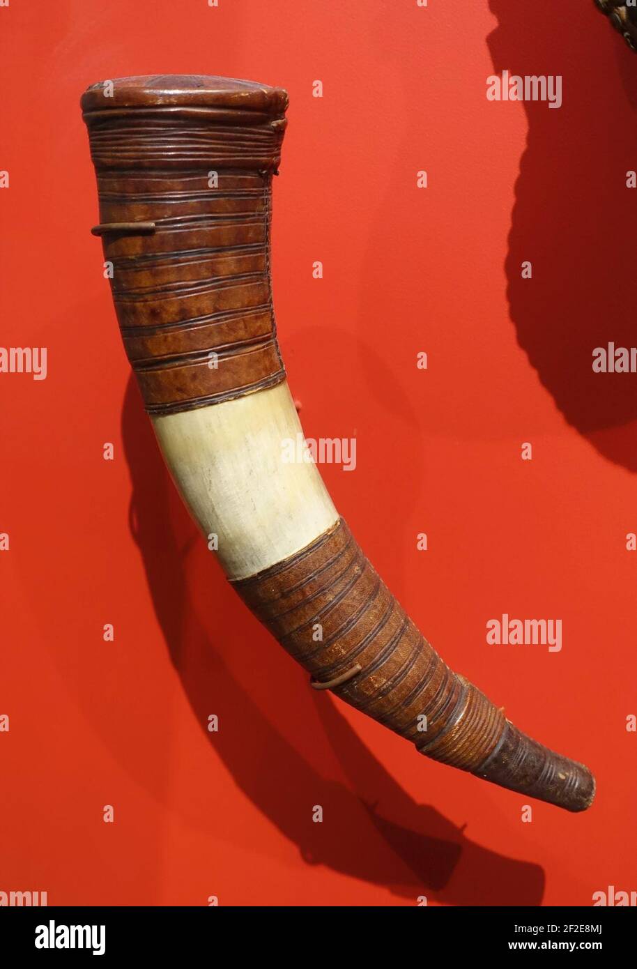 Powder flask, Northern Africa, horn, leather - African Stock Photo - Alamy