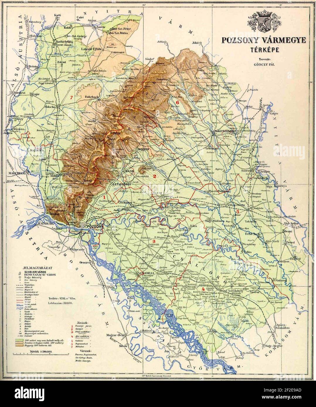 Pozsony county map Stock Photo - Alamy