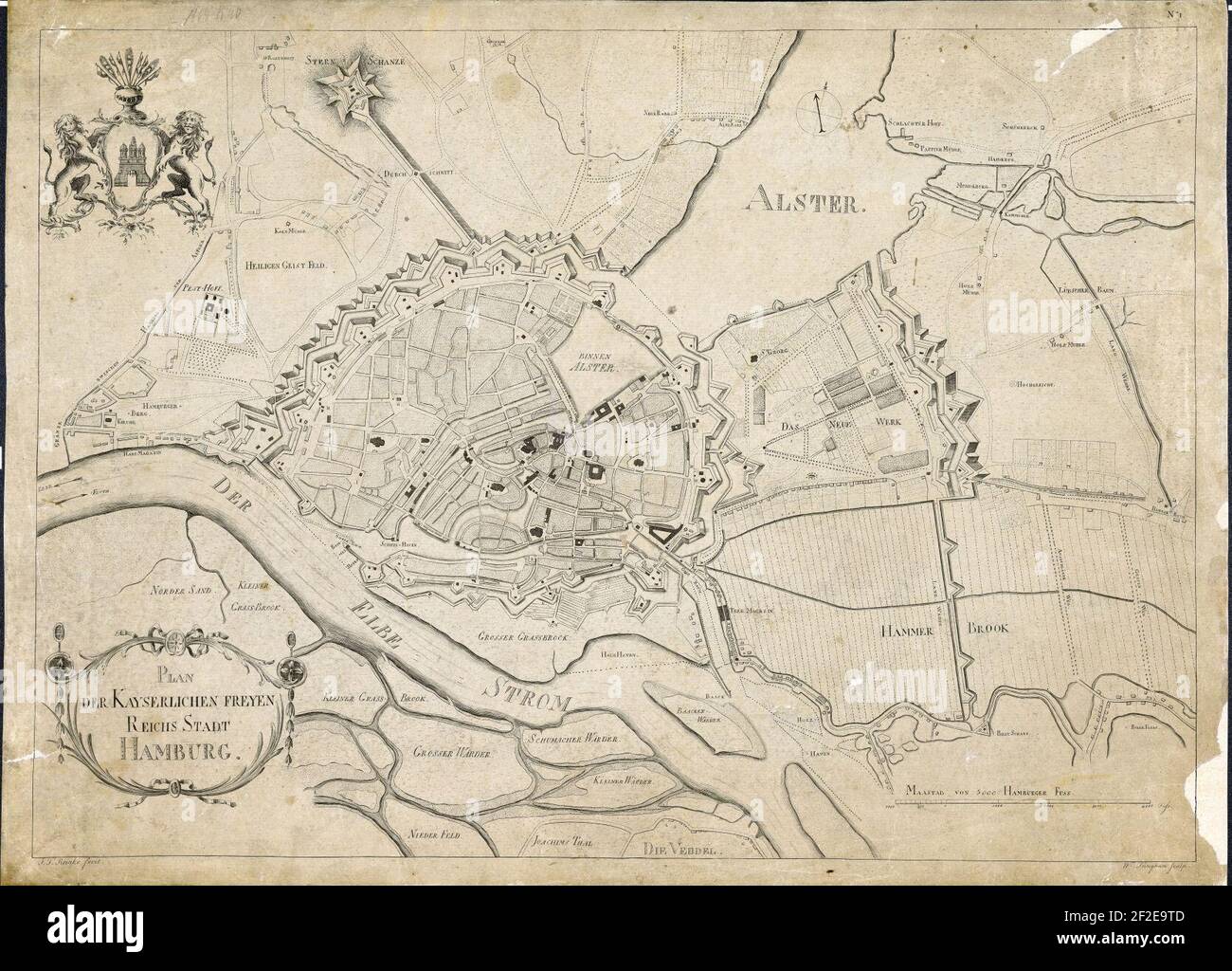 Plan Der Kayserlichen Freyen Reichs Stadt Hamburg (1796 Stock Photo - Alamy