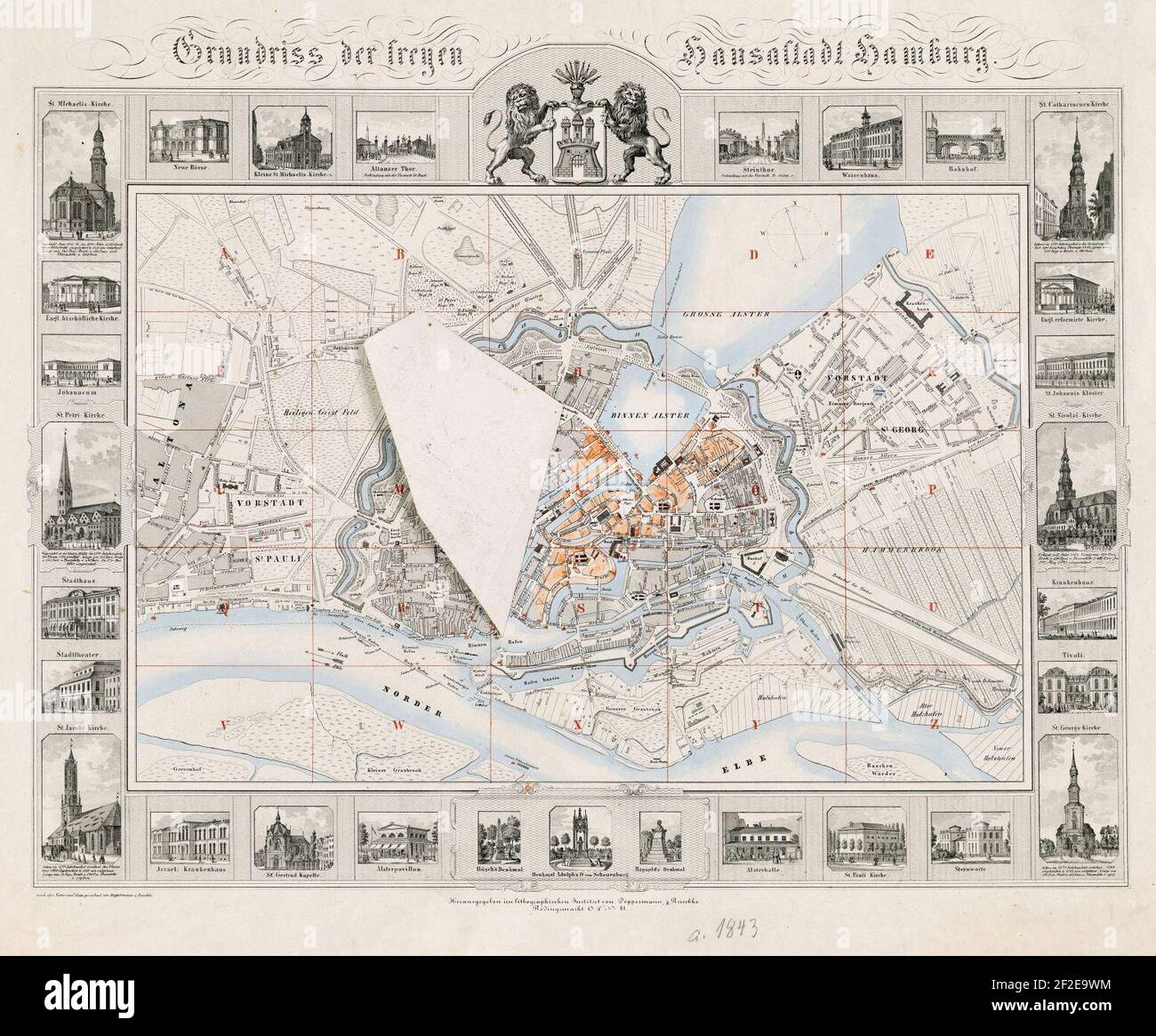 Grundriss der freyen Hansastadt Hamburg 1 (1843 Stock Photo - Alamy