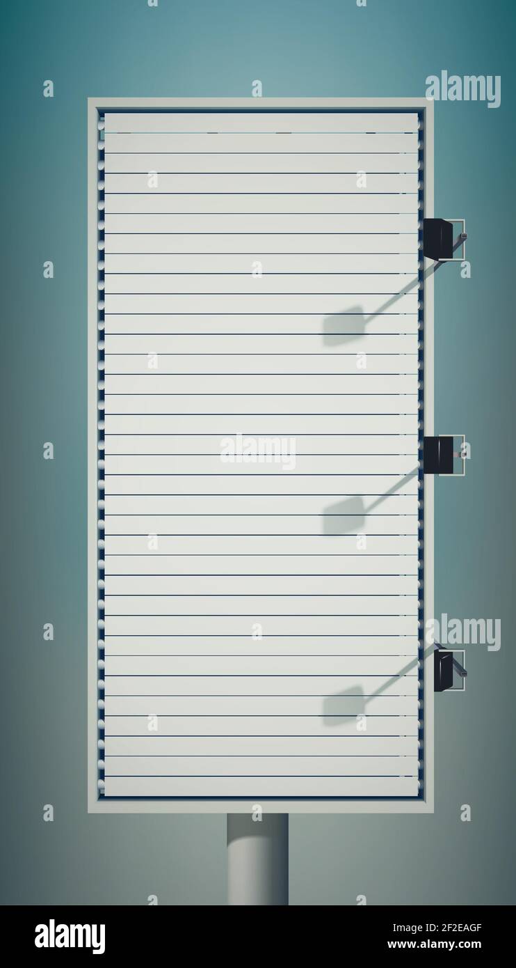 Empty vertical billboard for promotion and marketing with metallic ...