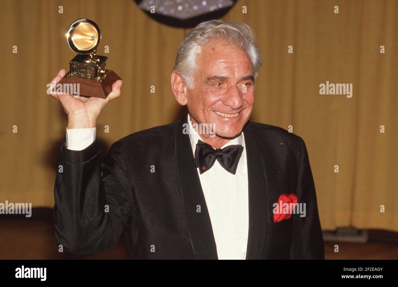 Leonard Bernstein with his Grammy Lifetime Achievement Award at the ...