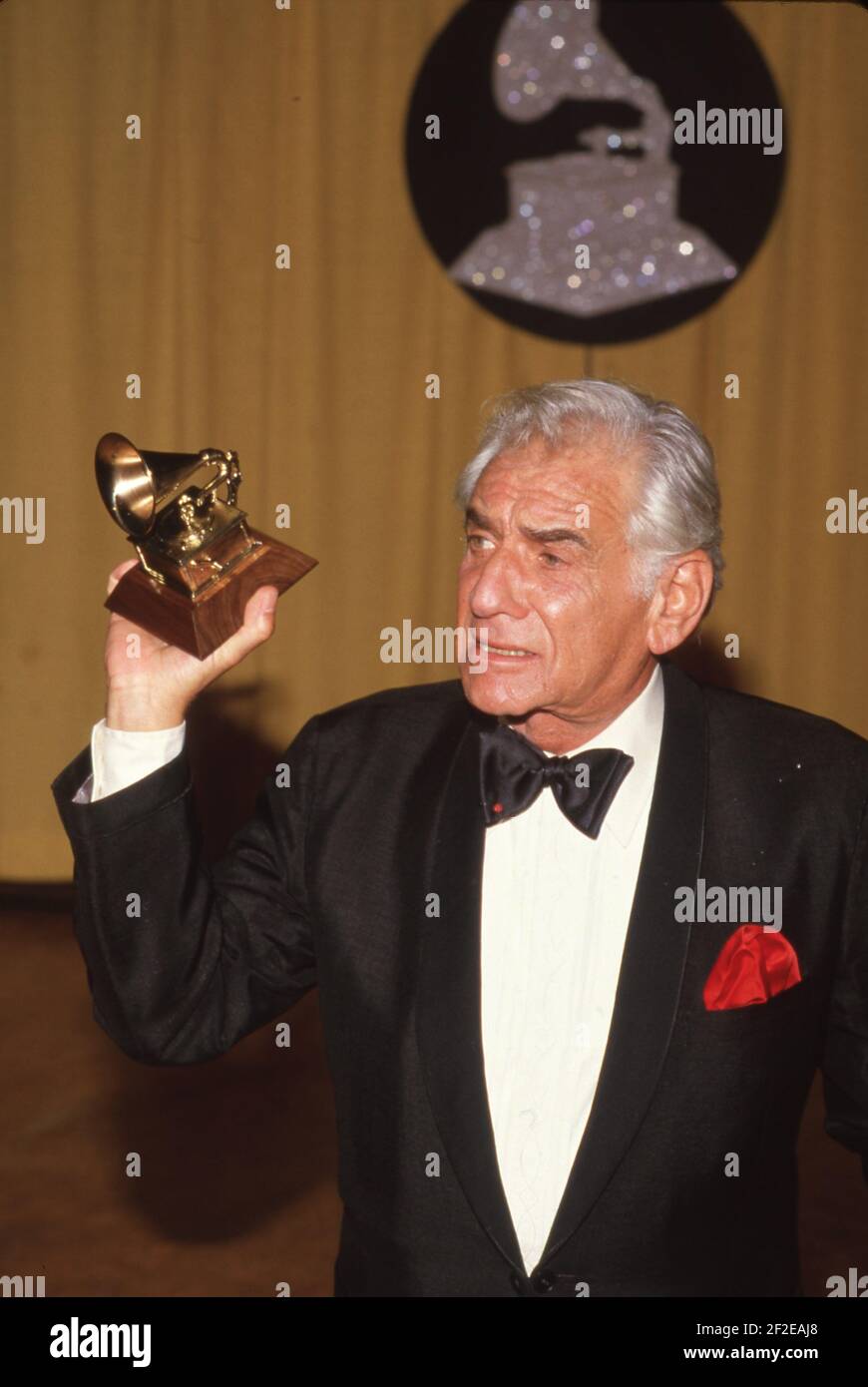 Leonard Bernstein with his Grammy Lifetime Achievement Award at the ...