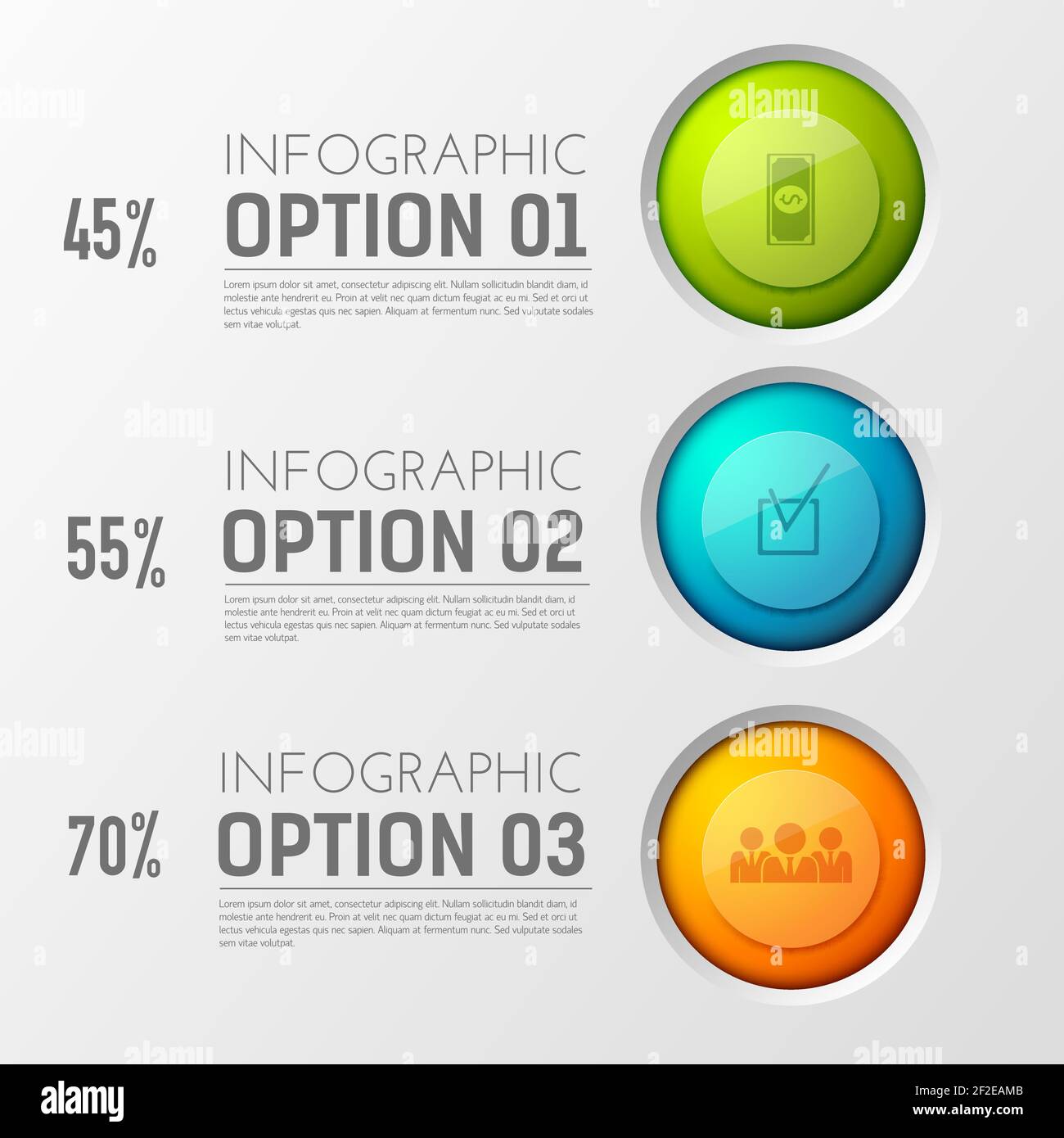 Infographic business concept with three interactive poll options with ...