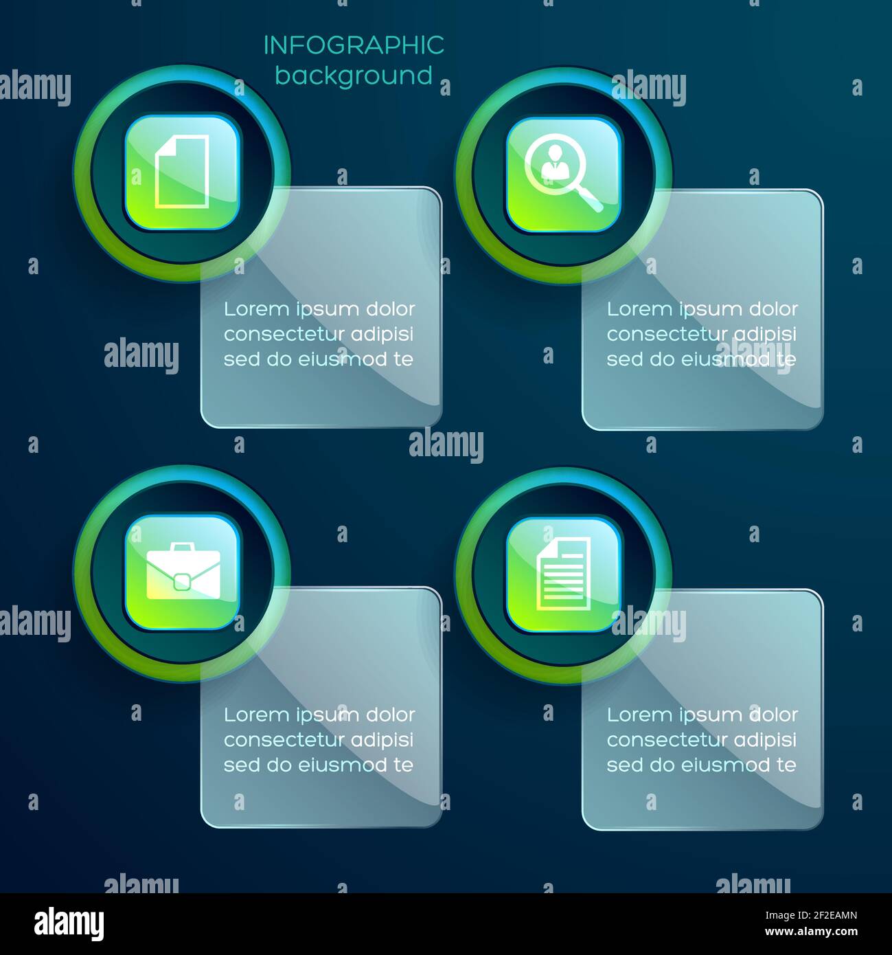 Business infographic concept with four glossy text boxes with attached ...