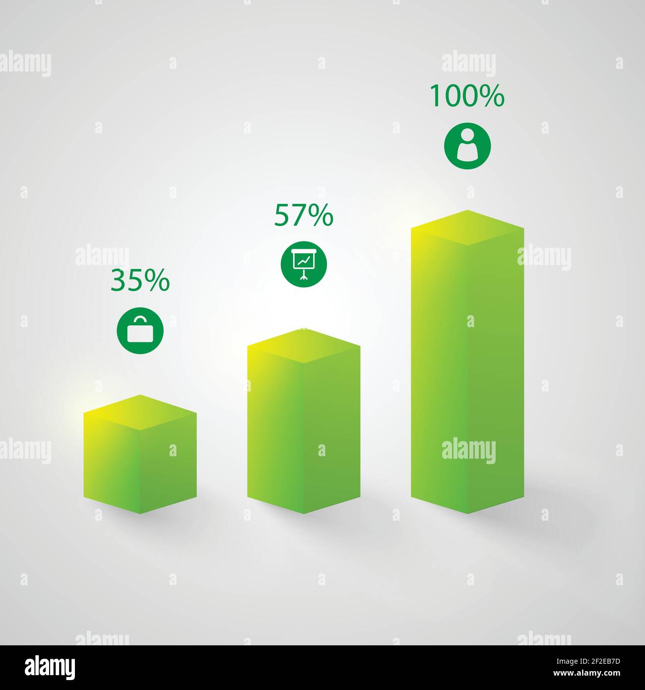 Business web chart infographic template with 3d green columns three ...