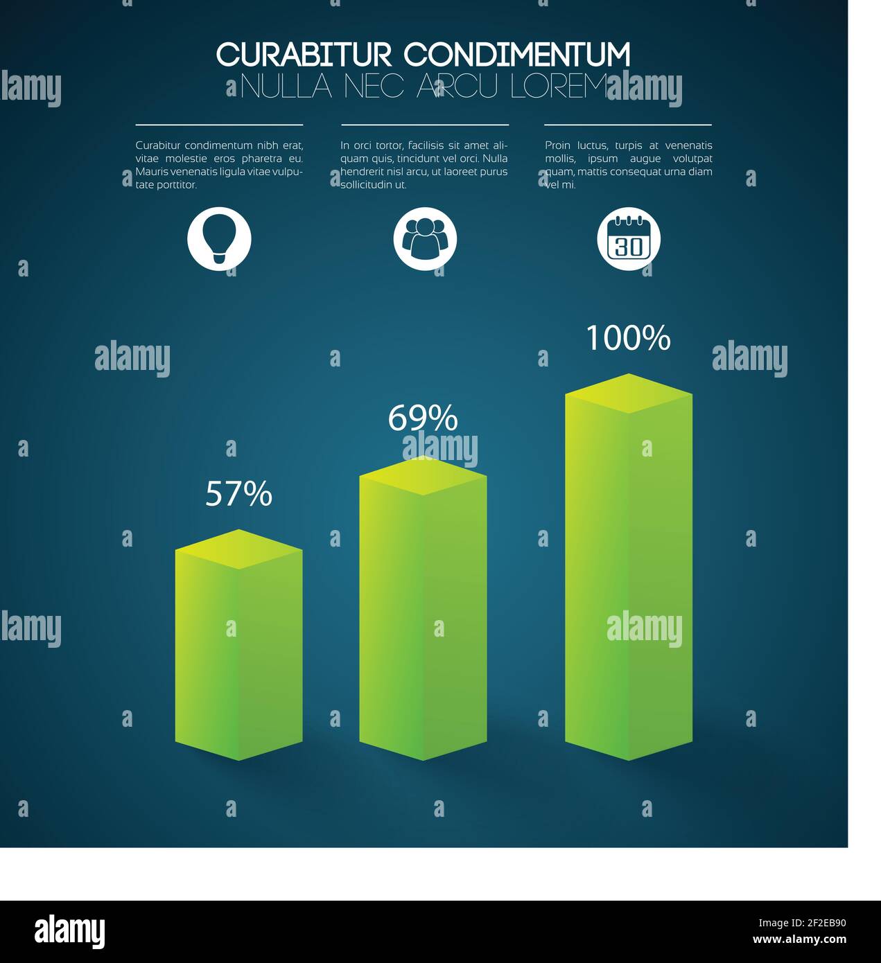 Business web infographics with 3d green graphs three options icons and ...