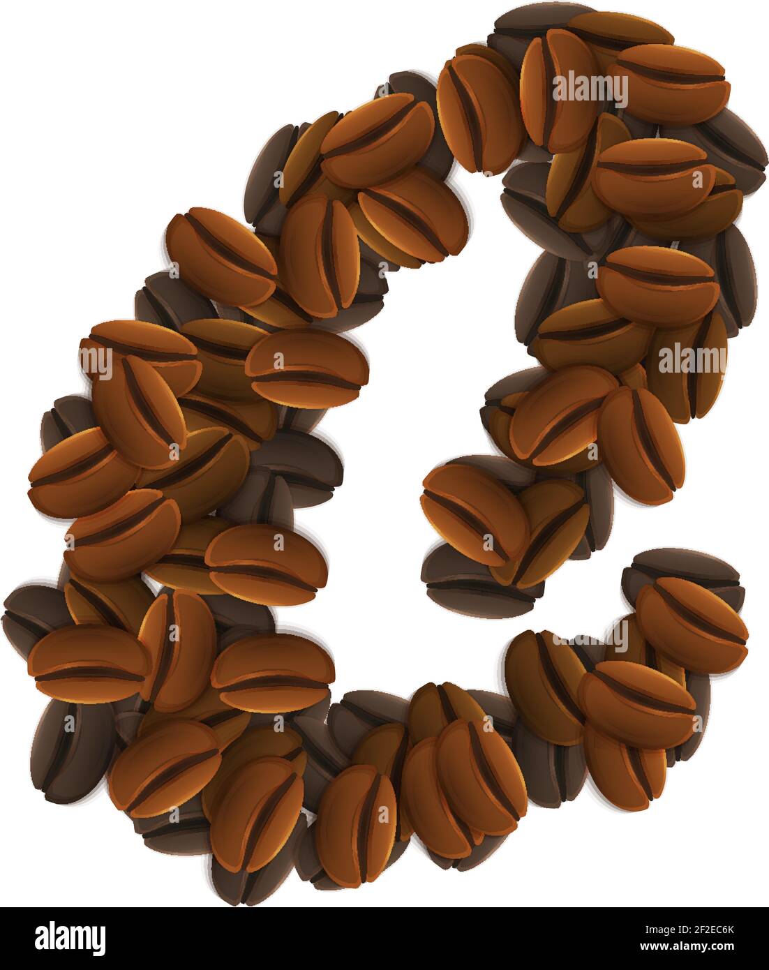 Letter Design Icon Object with C made of coffee beans isolated vector ...