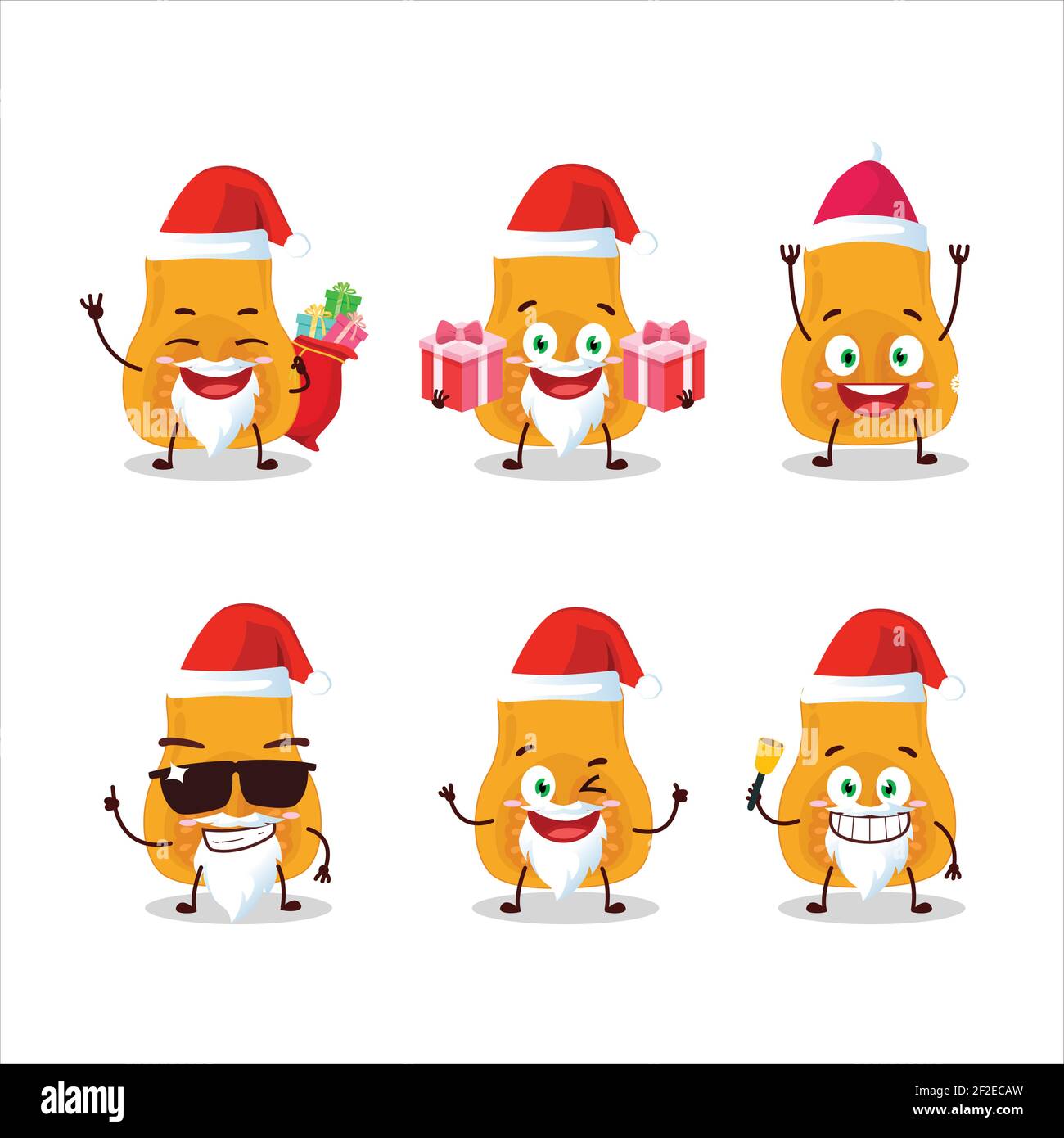 Santa Claus emoticons with slice of butternut squash cartoon character ...
