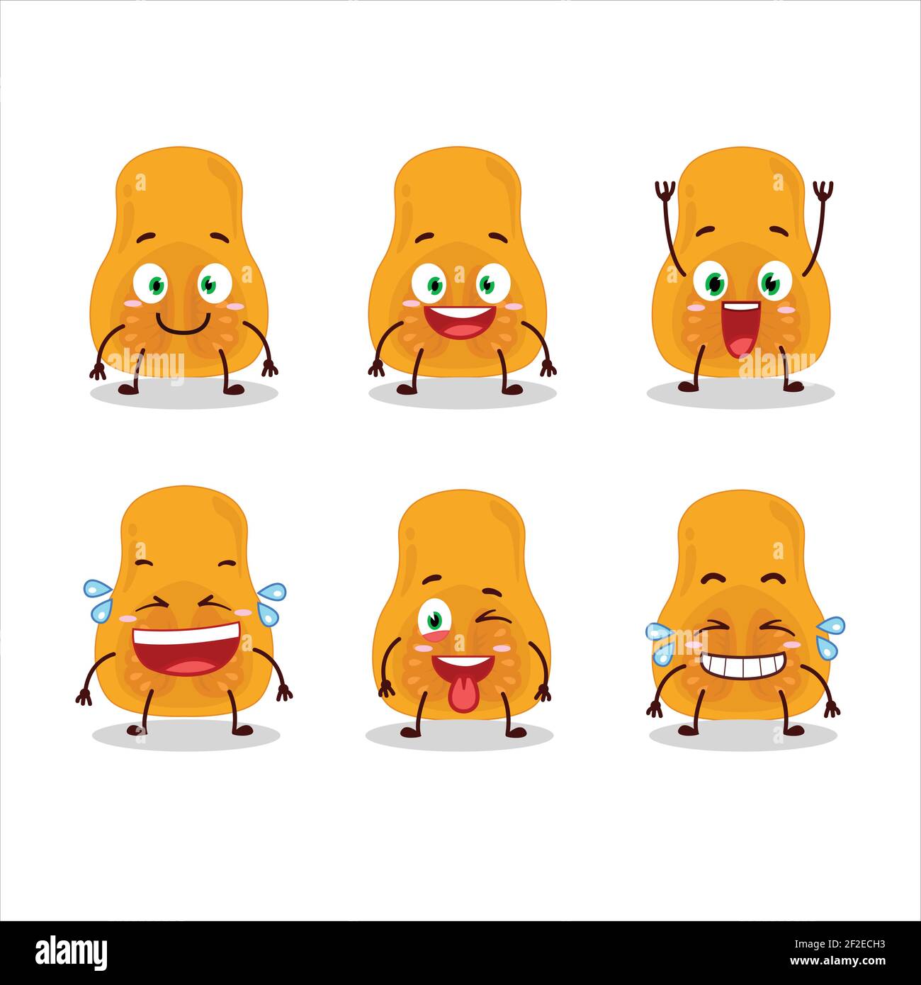 Cartoon character of slice of butternut squash with smile expression ...