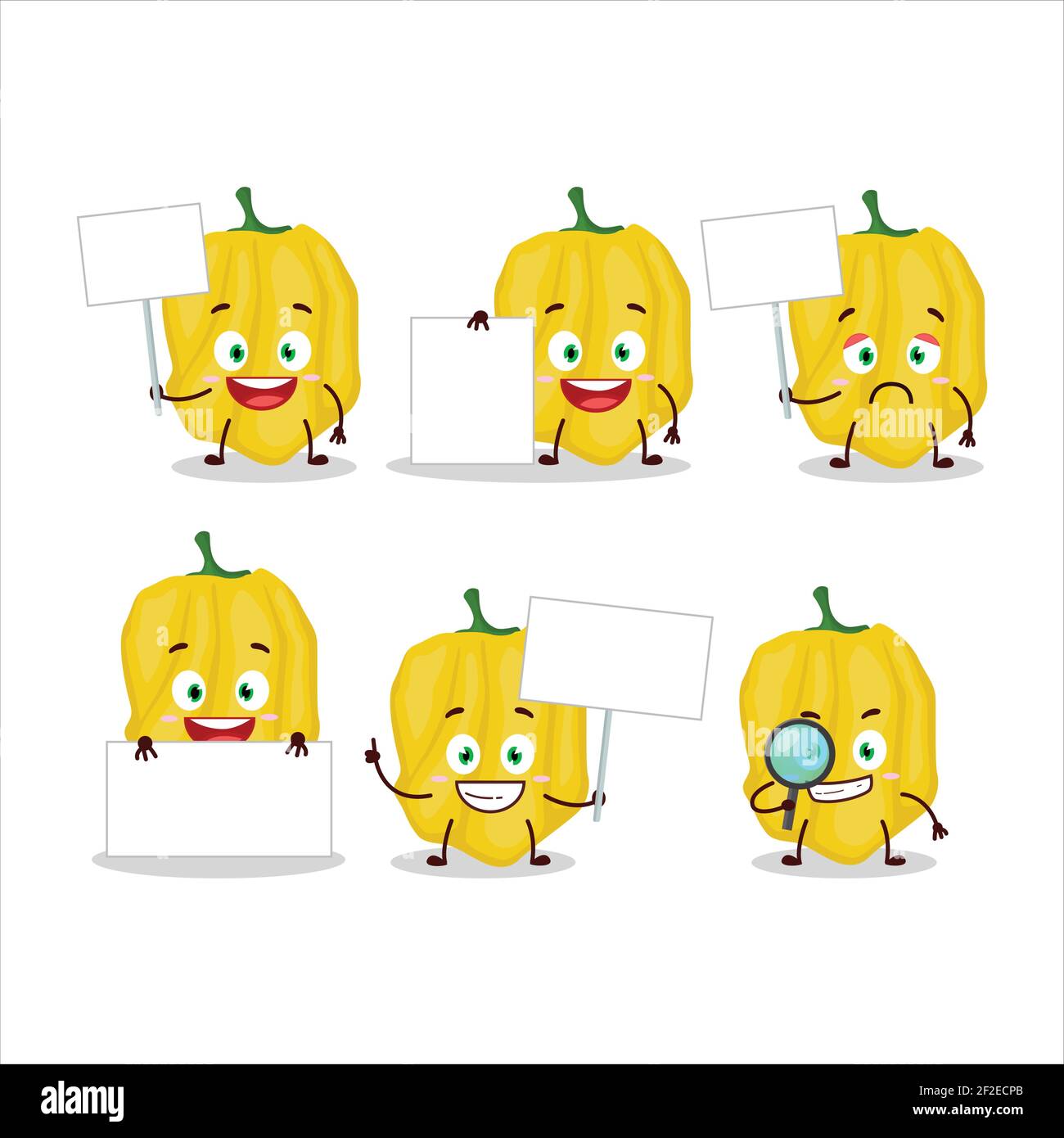 Yellow habanero cartoon character bring information board. Vector ...