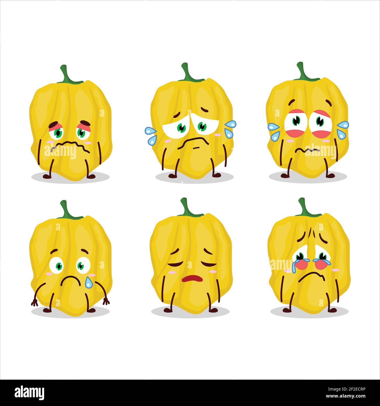 Yellow habanero cartoon character with sad expression. Vector ...