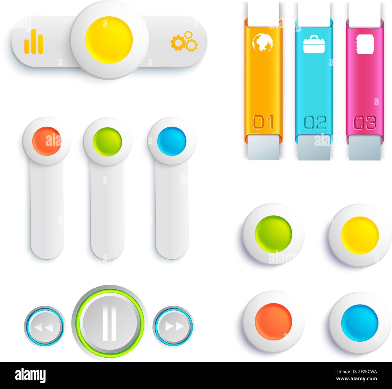 Business infographic user interface elements set with web buttons and ...