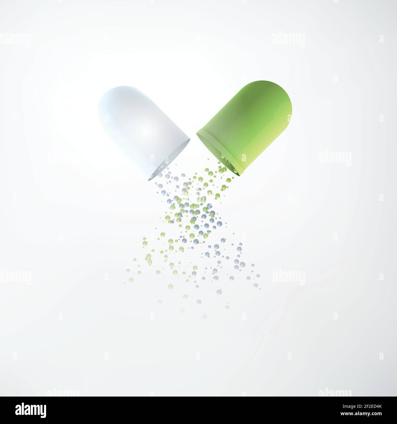Light medicine concept with realistic medical opened capsule pill and ...