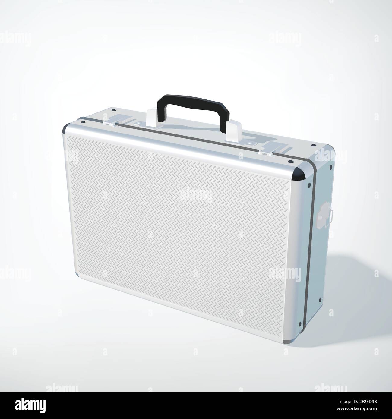 Closed metal business case concept with black handle in realistic style ...