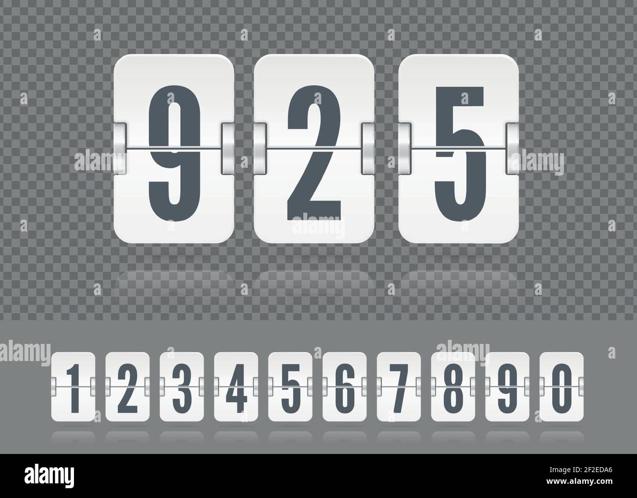 Vector White Scoreboard Numbers Floating With Reflections Tamplate For