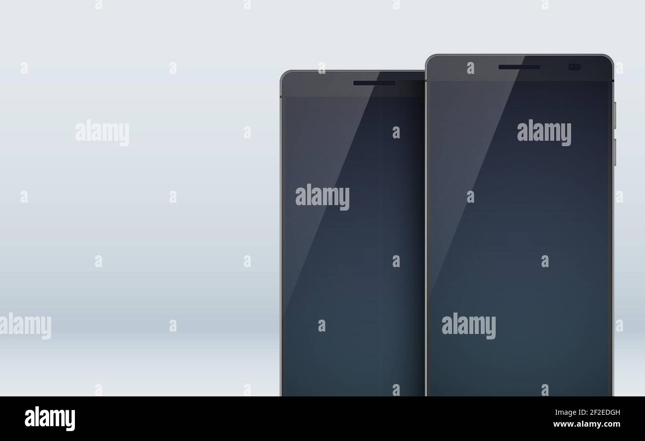 Modern design concept set collection with two stylish black smartphones ...