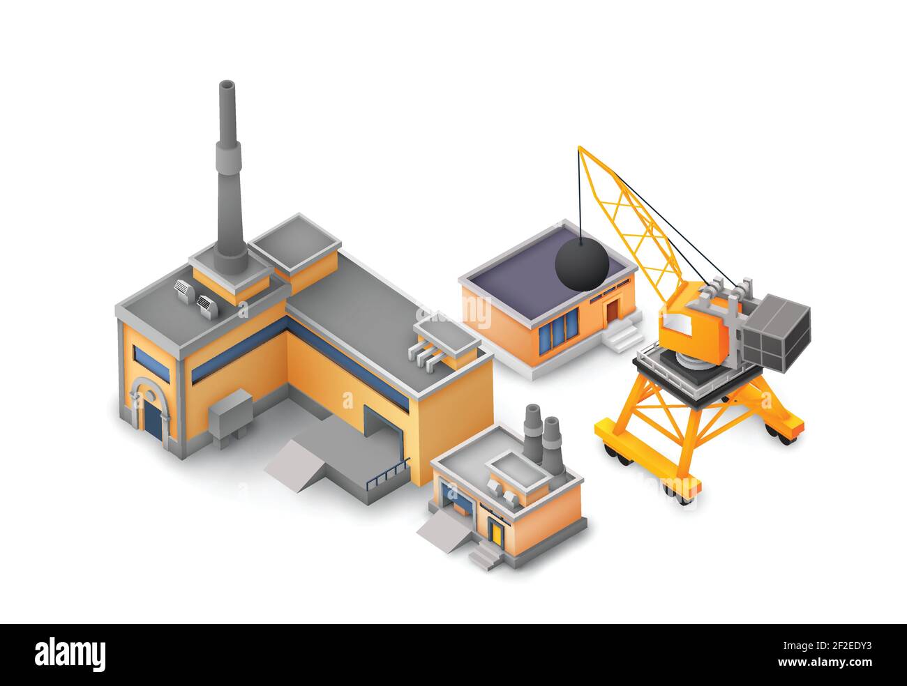 Factory objects design concept on white background with industrial ...