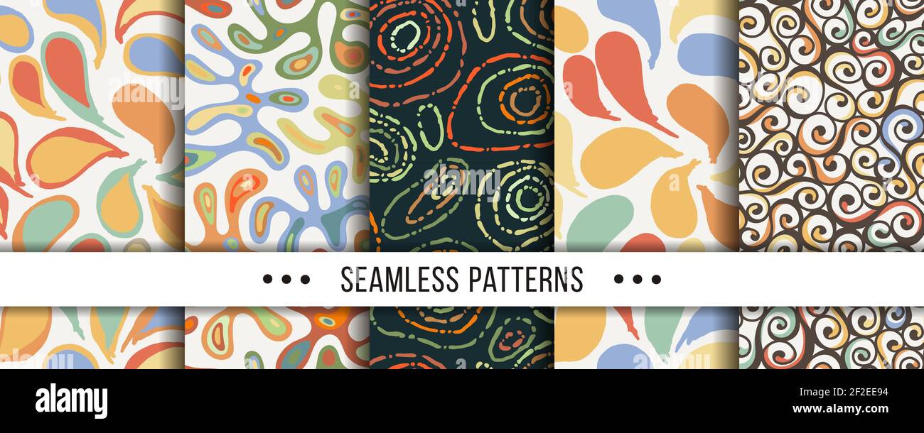 Set of Abstract Seamless Pattern. Collection of elegant patterns for ...