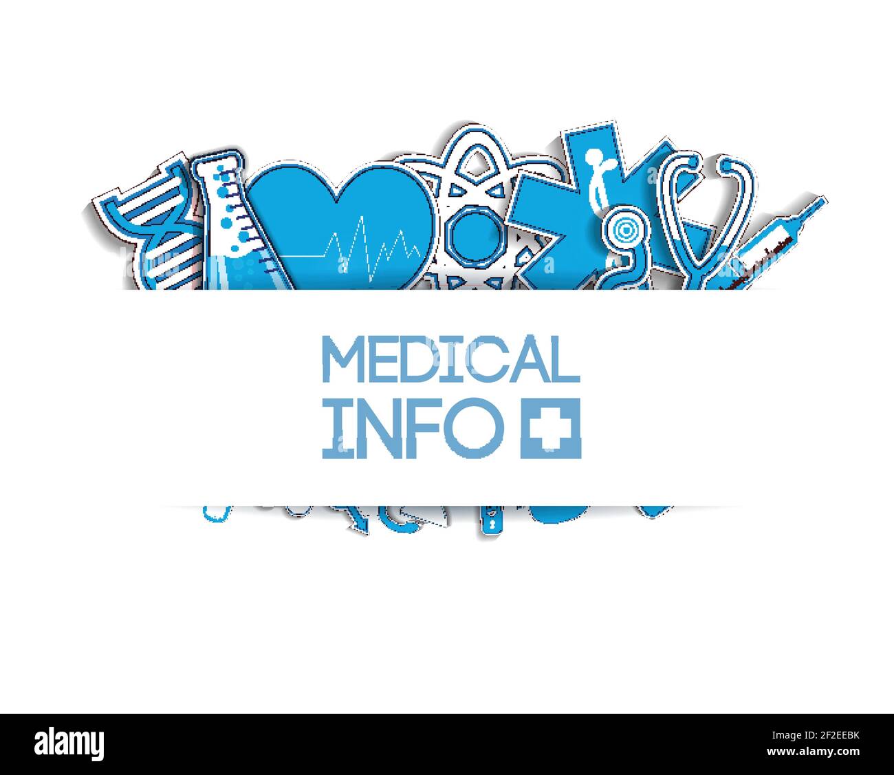 Healthcare light poster with medical blue paper stickers on white ...