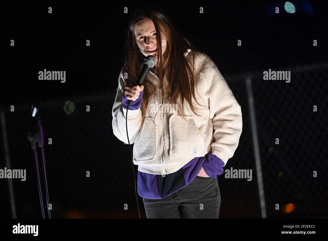 New York, USA. 11th Mar, 2021. Comedian Maddy Smith performs her stand ...