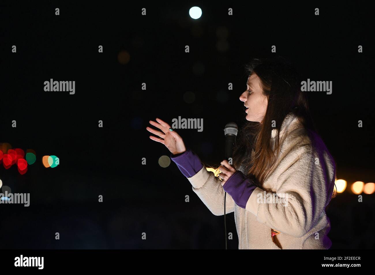 New York, USA. 11th Mar, 2021. Comedian Maddy Smith performs her stand ...