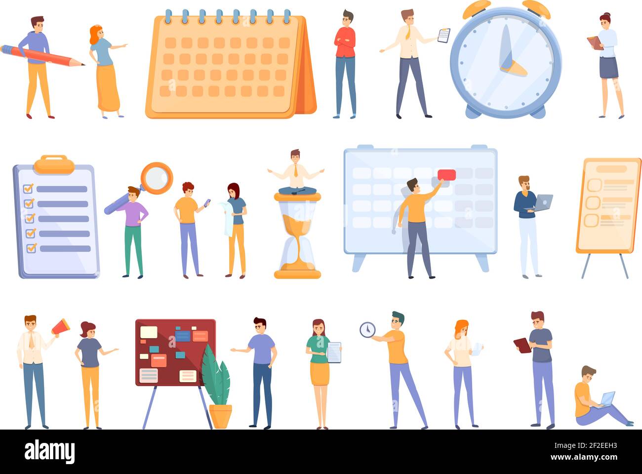 Task schedule icons set. Cartoon set of task schedule vector icons for ...