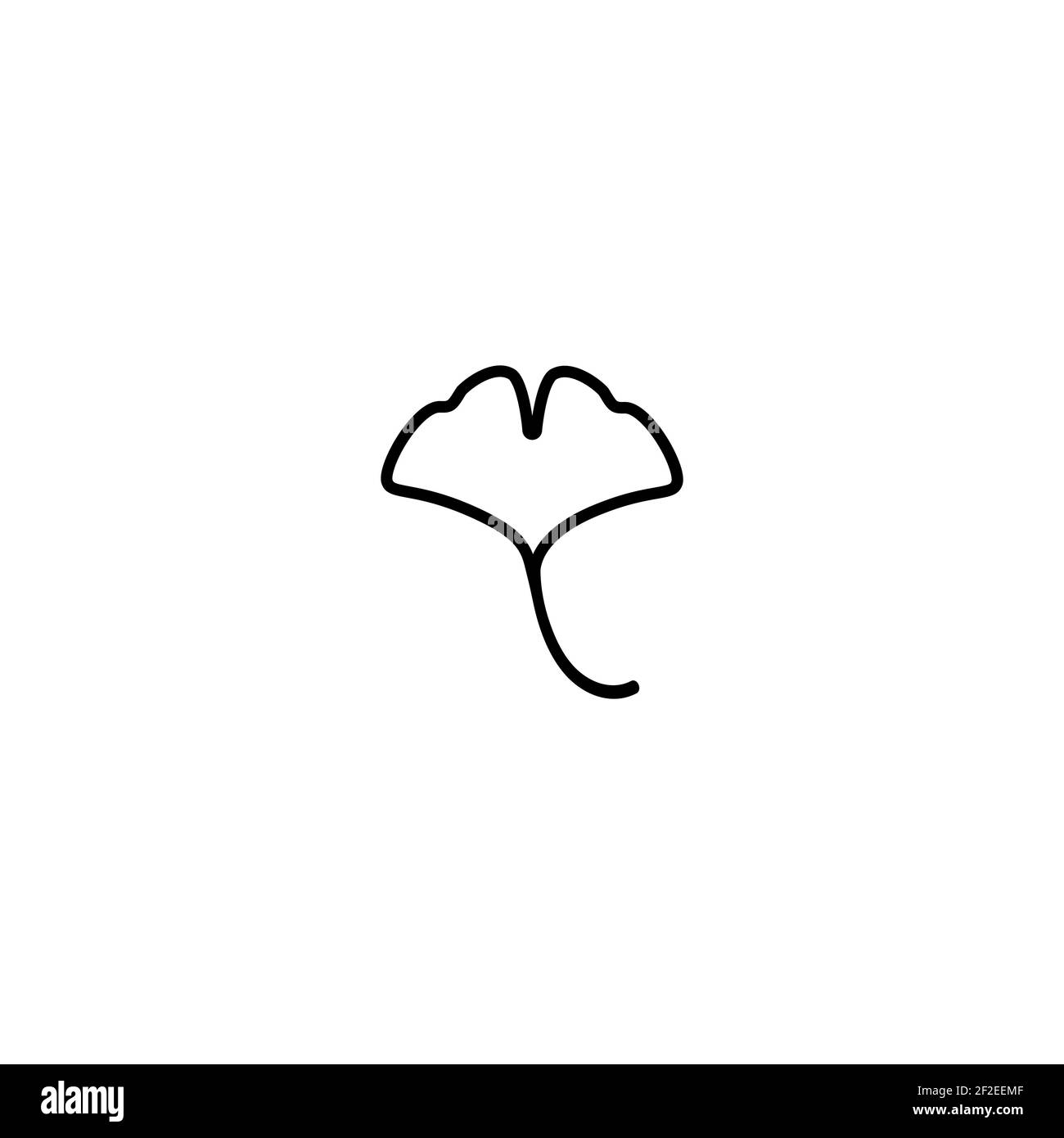 Black line ginkgo biloba leaf icon isolated on white. Nature eco logo. Vector illustration ...
