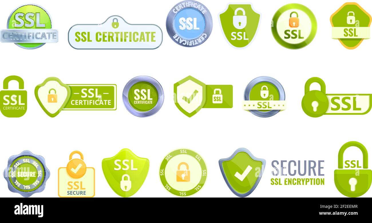SSL certificate icons set. Cartoon set of SSL certificate vector icons ... SSL certificate icons set. Cartoon set of SSL certificate vector icons ...