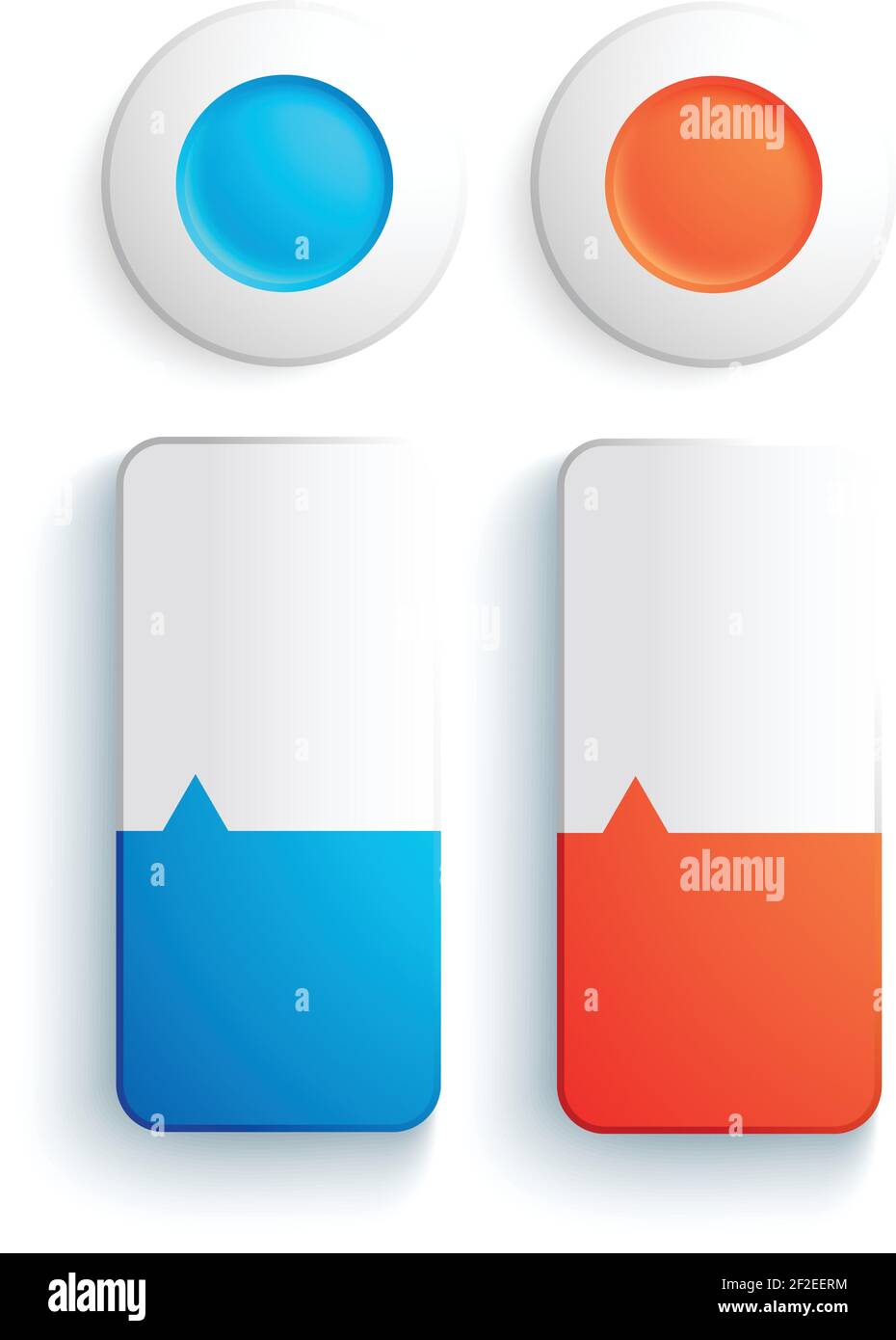 Business web elements set with round and rectangular button in blue and ...