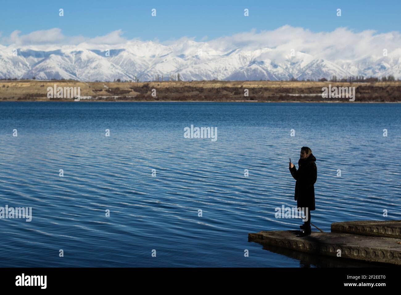 Winter Kayaking on Issyk Kol Lake in Kyrgyzstan Stock Photo - Alamy