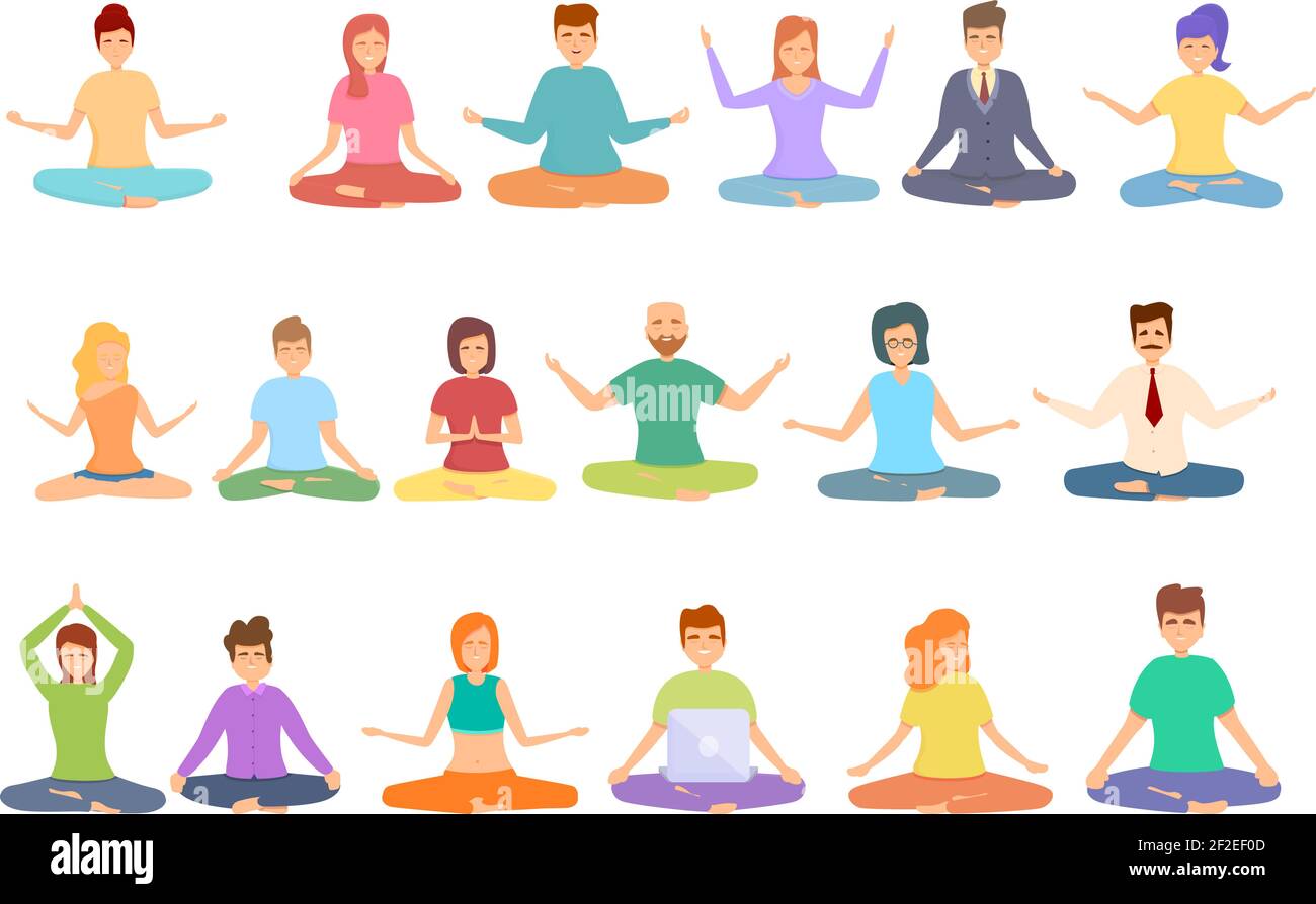 Spiritual practices icons set. Cartoon set of Spiritual practices ...