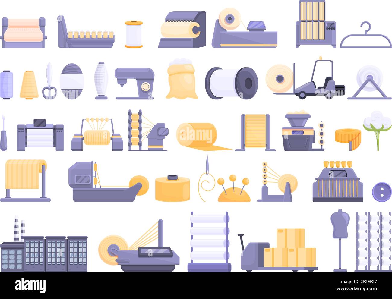 Thread production icons set. Cartoon set of thread production vector ...