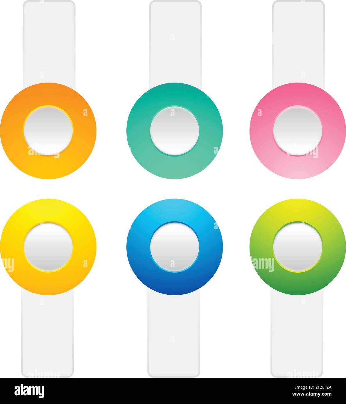 Set of toggle buttons on and off position collection with orange ...