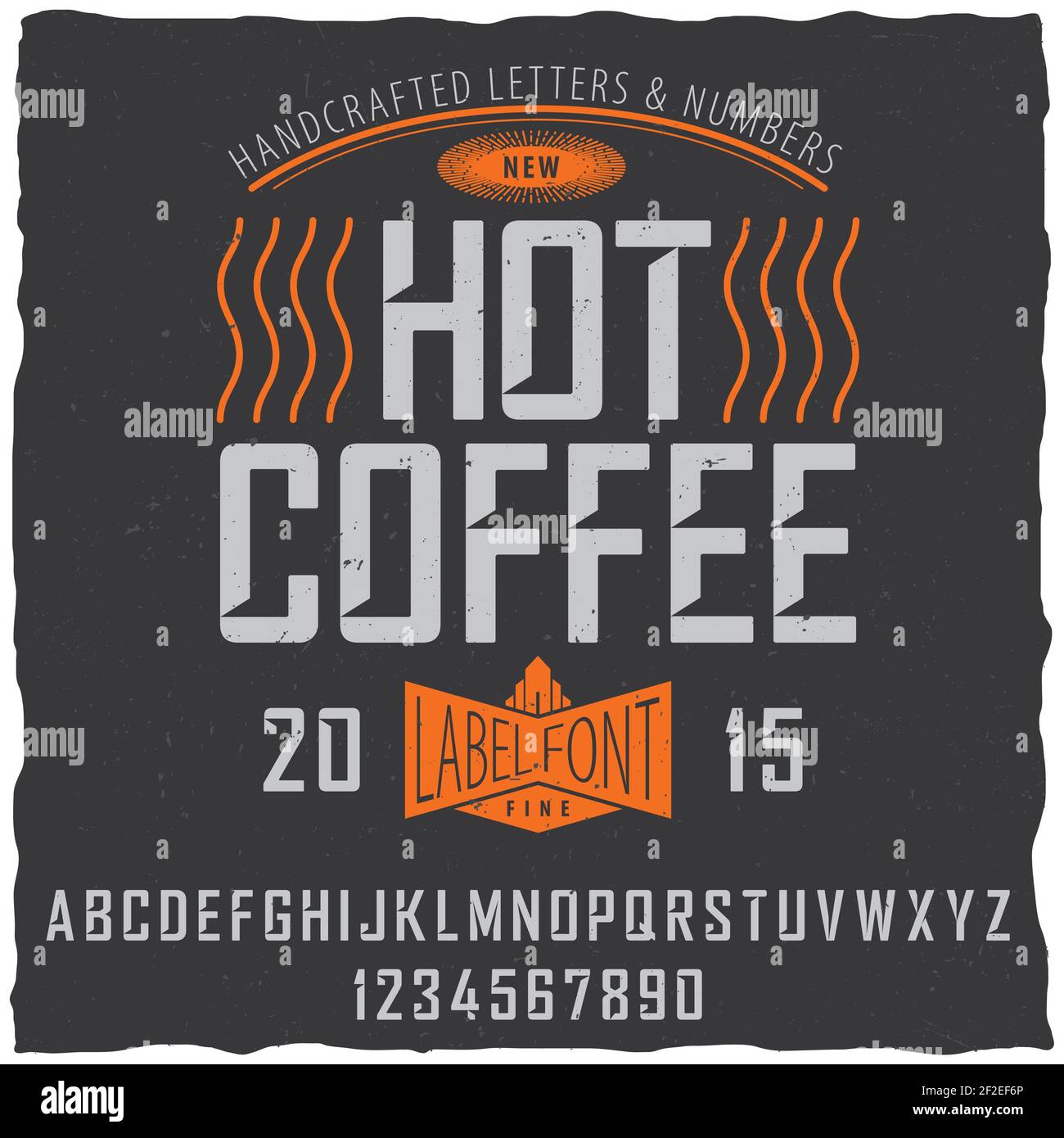 Hot coffee font poster with sample label design on dusty Stock Vector ...