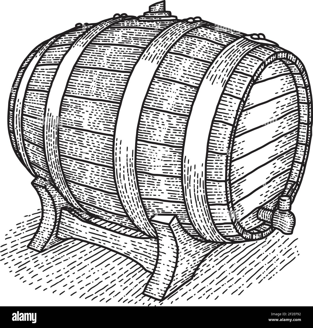 Vintage wooden barrel poster with good whiskey or beer inside vector ...