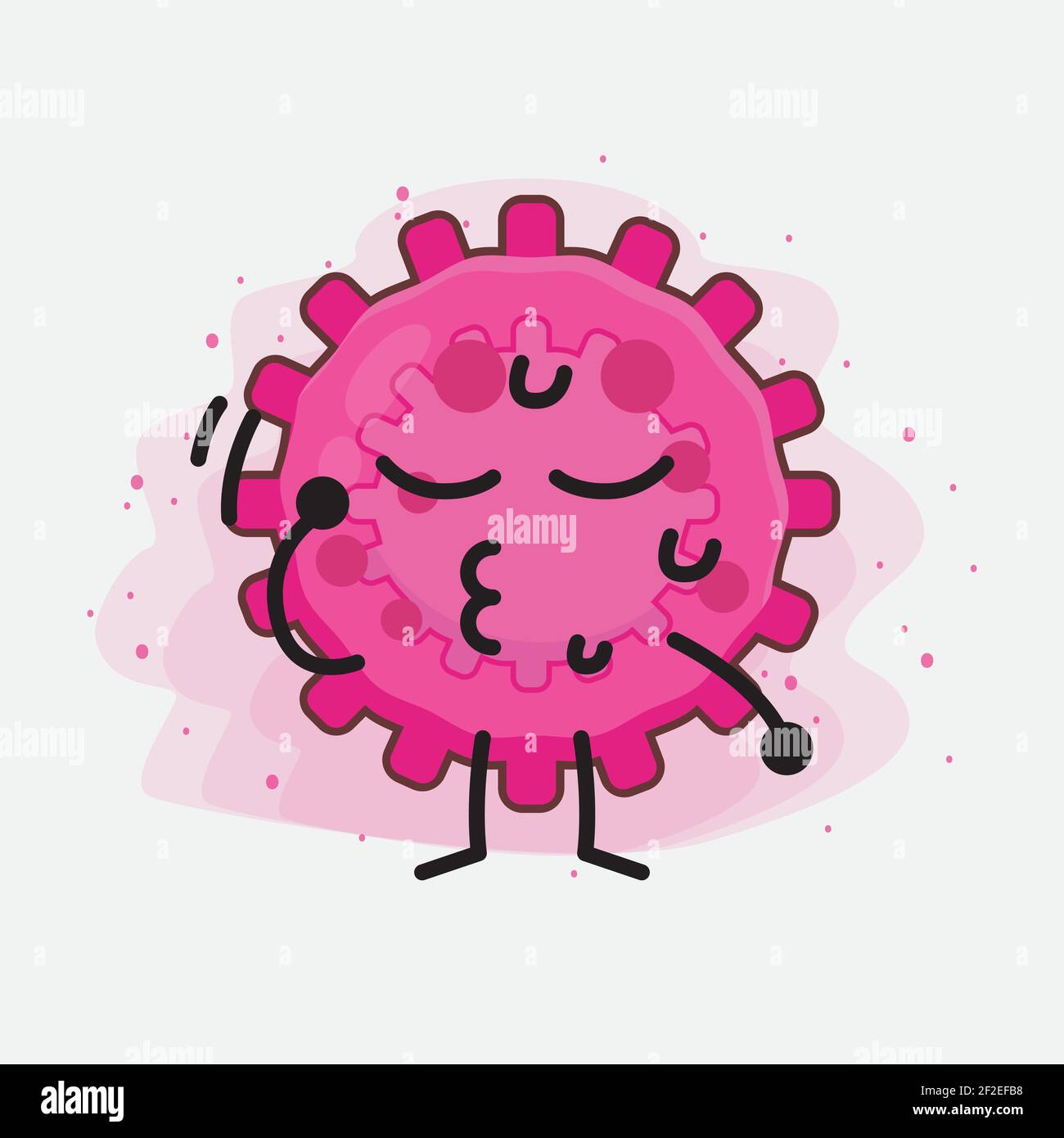 Vector Illustration of Pink Virus Character with cute face, simple ...