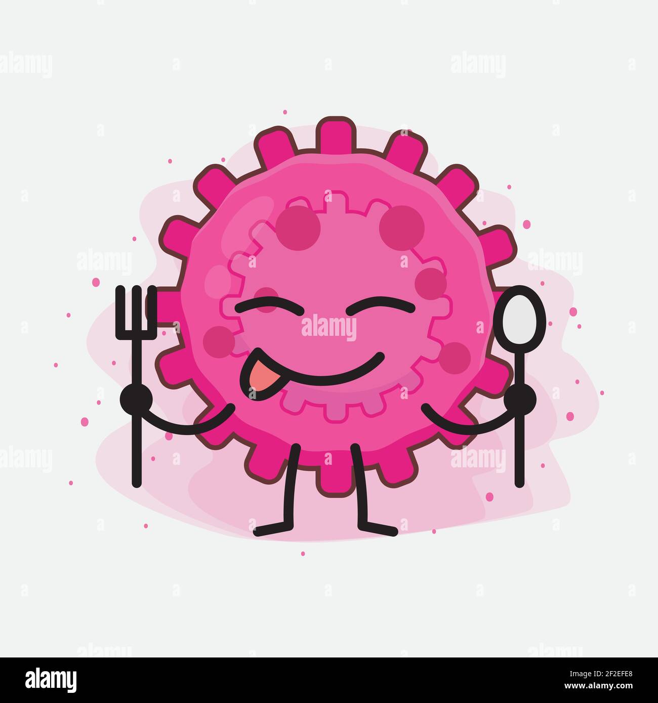 Vector Illustration of Pink Virus Character with cute face, simple ...