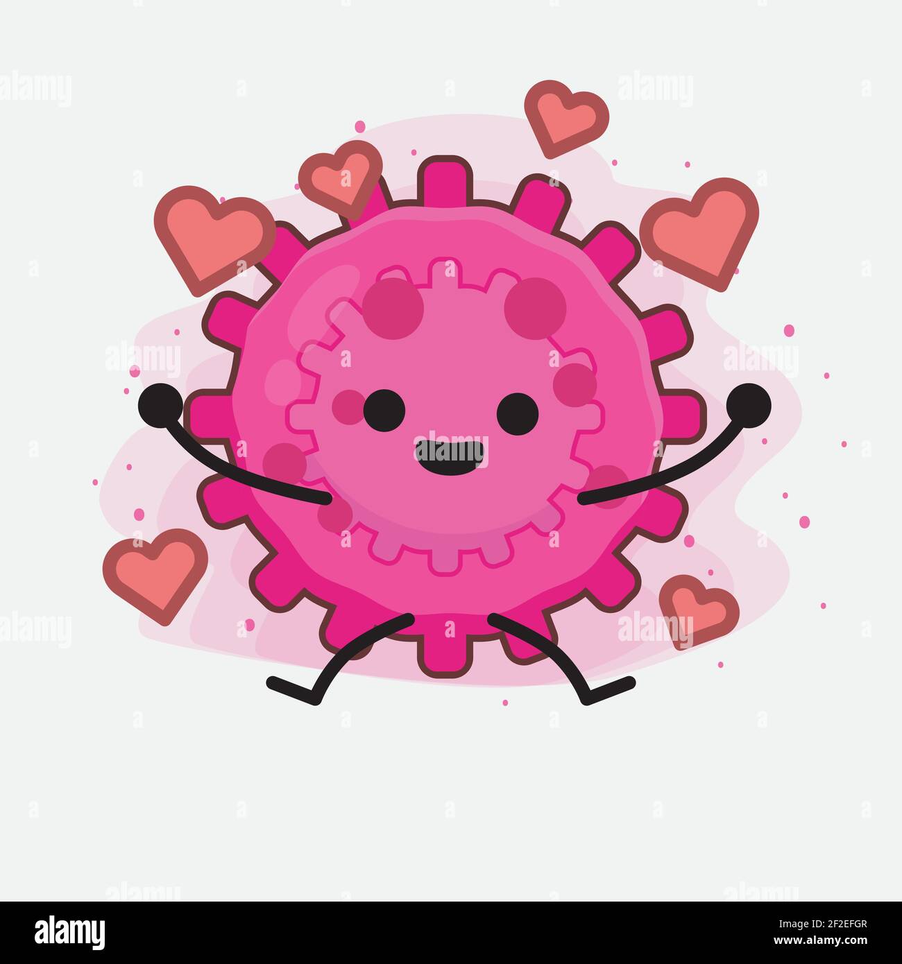 Vector Illustration of Pink Virus Character with cute face, simple ...