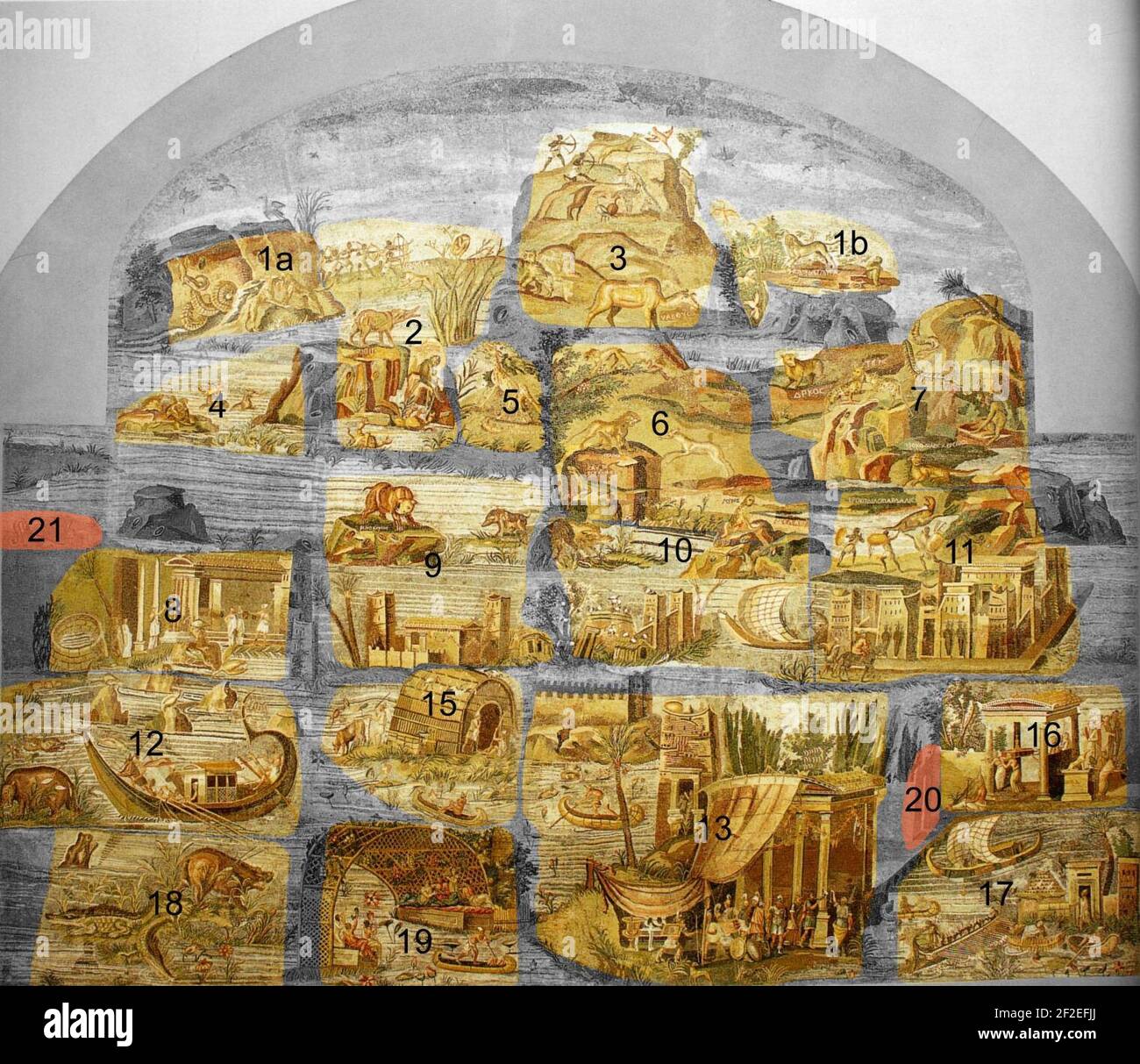 Praeneste - Nile Mosaic - Section Map Stock Photo - Alamy