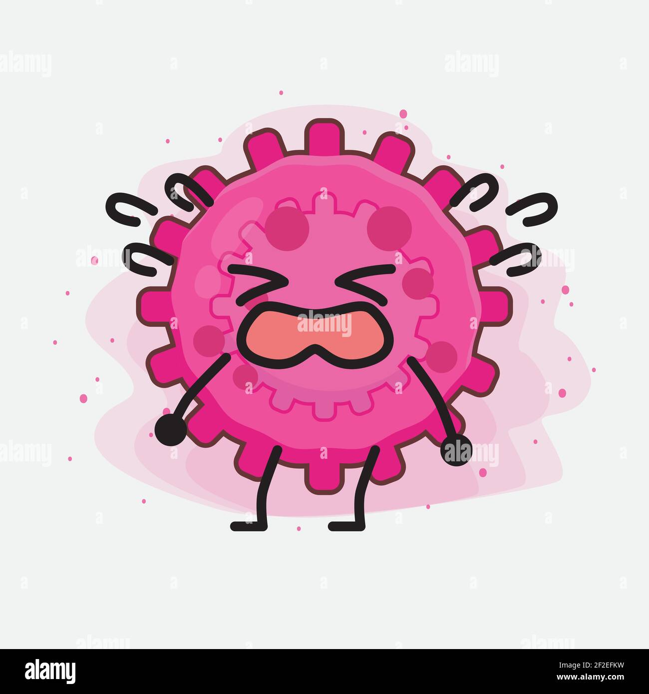 Vector Illustration of Pink Virus Character with cute face, simple ...