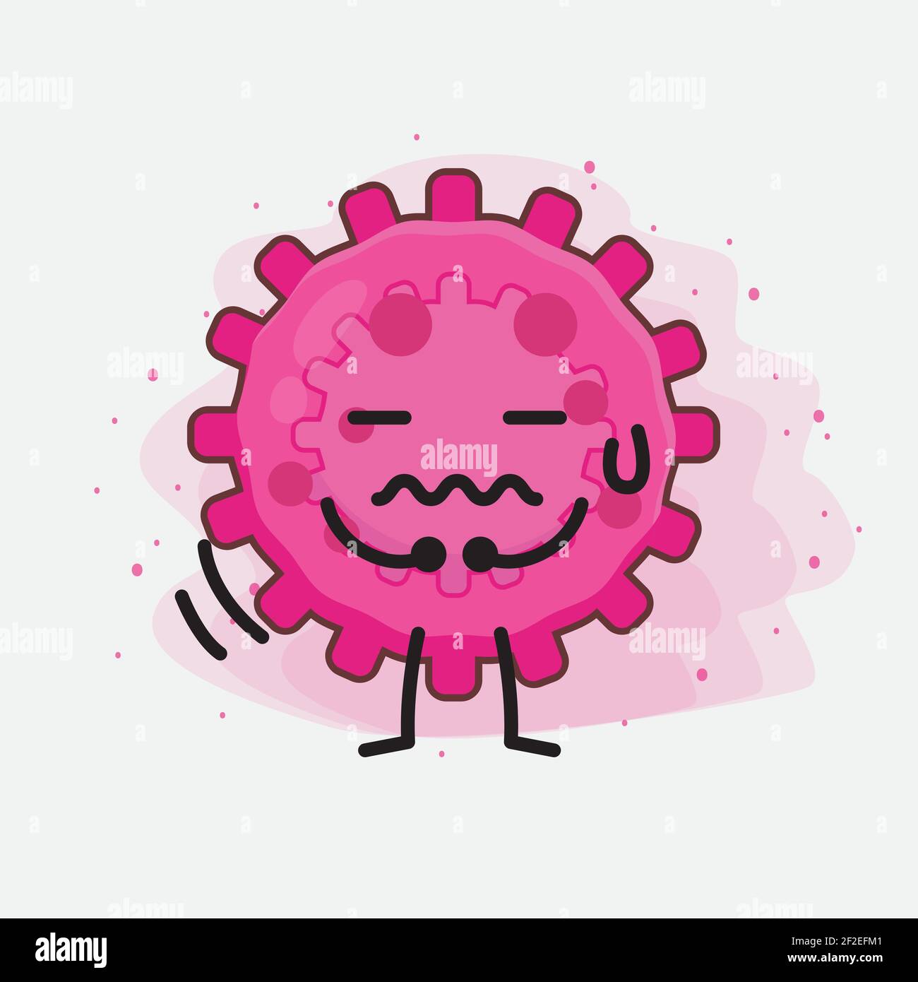 Vector Illustration of Pink Virus Character with cute face, simple ...