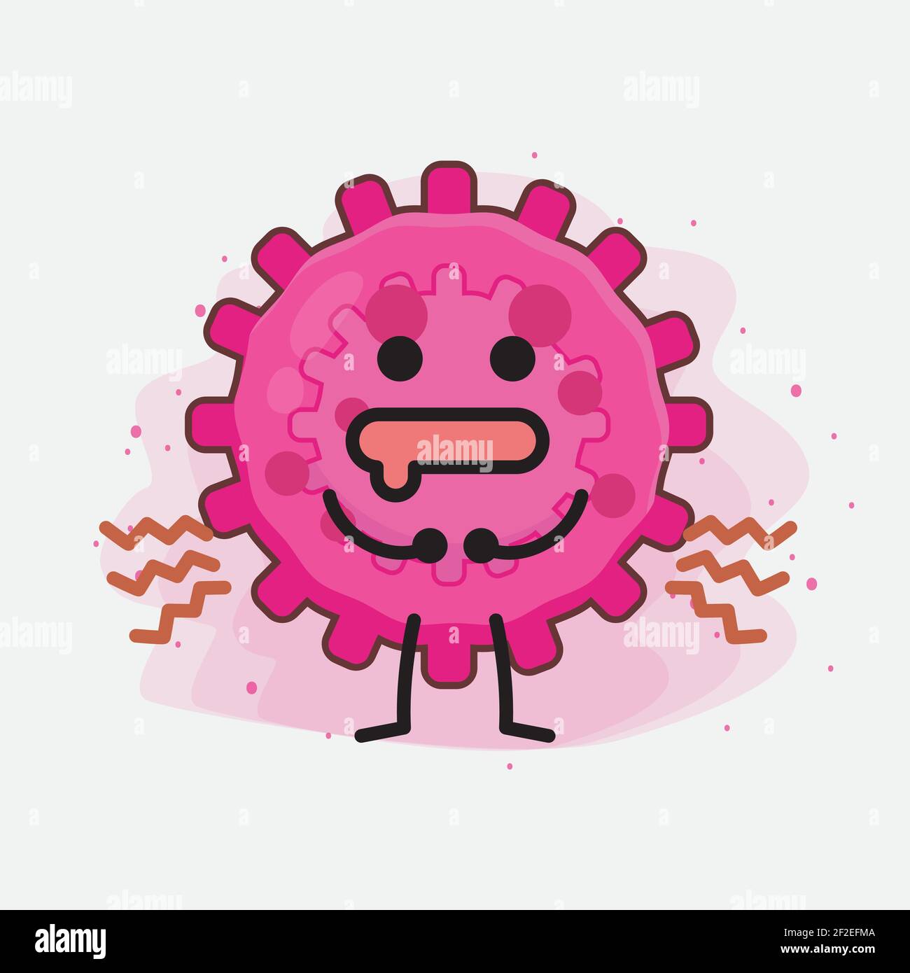 Vector Illustration of Pink Virus Character with cute face, simple ...