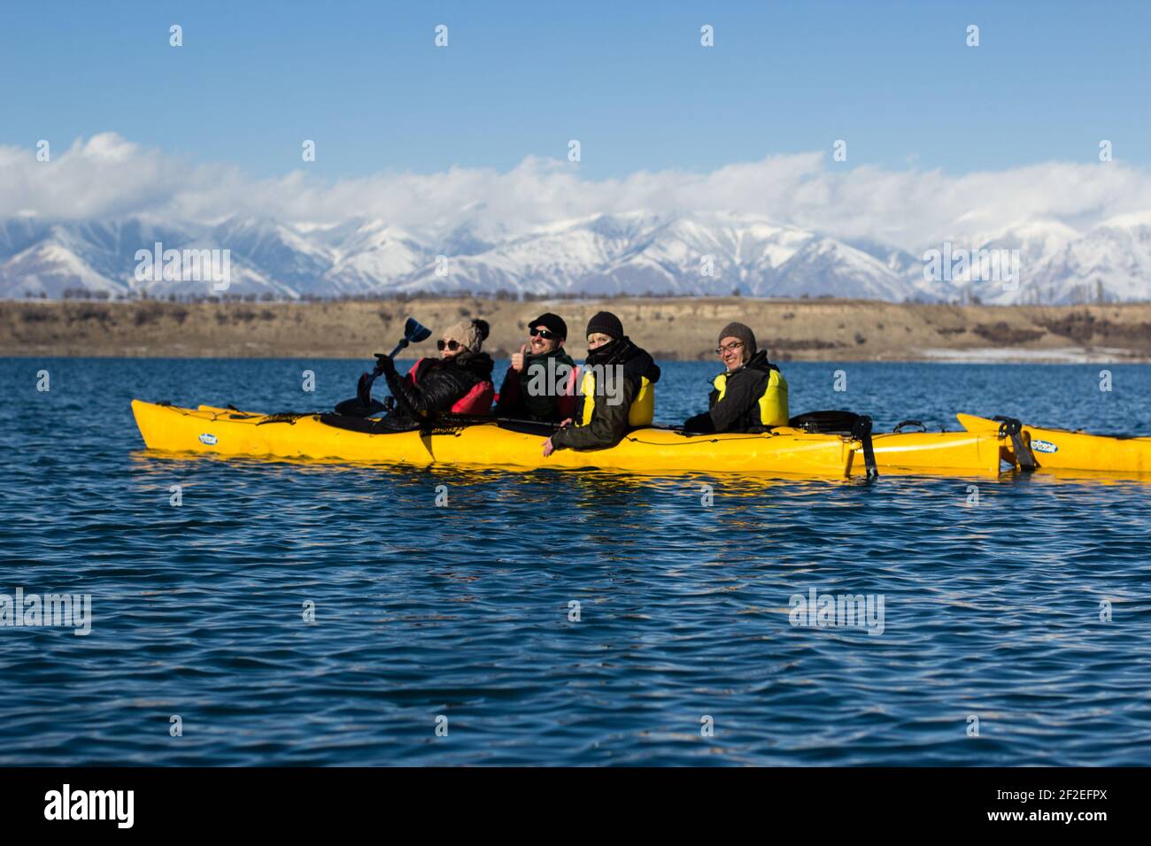 Winter Kayaking on Issyk Kol Lake in Kyrgyzstan Stock Photo - Alamy