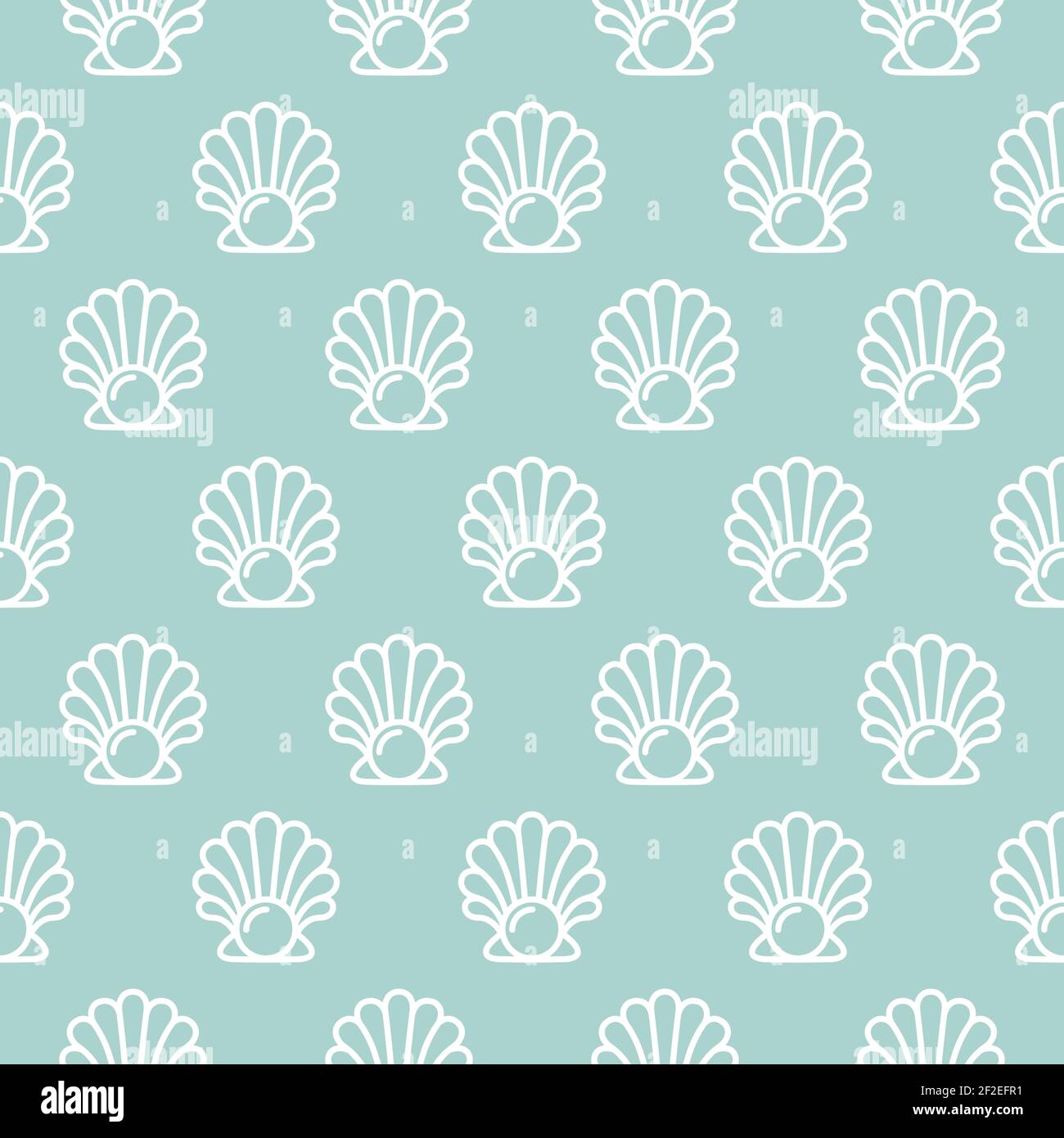 Seamless pattern with sea shell and pearl on powder blue background ...