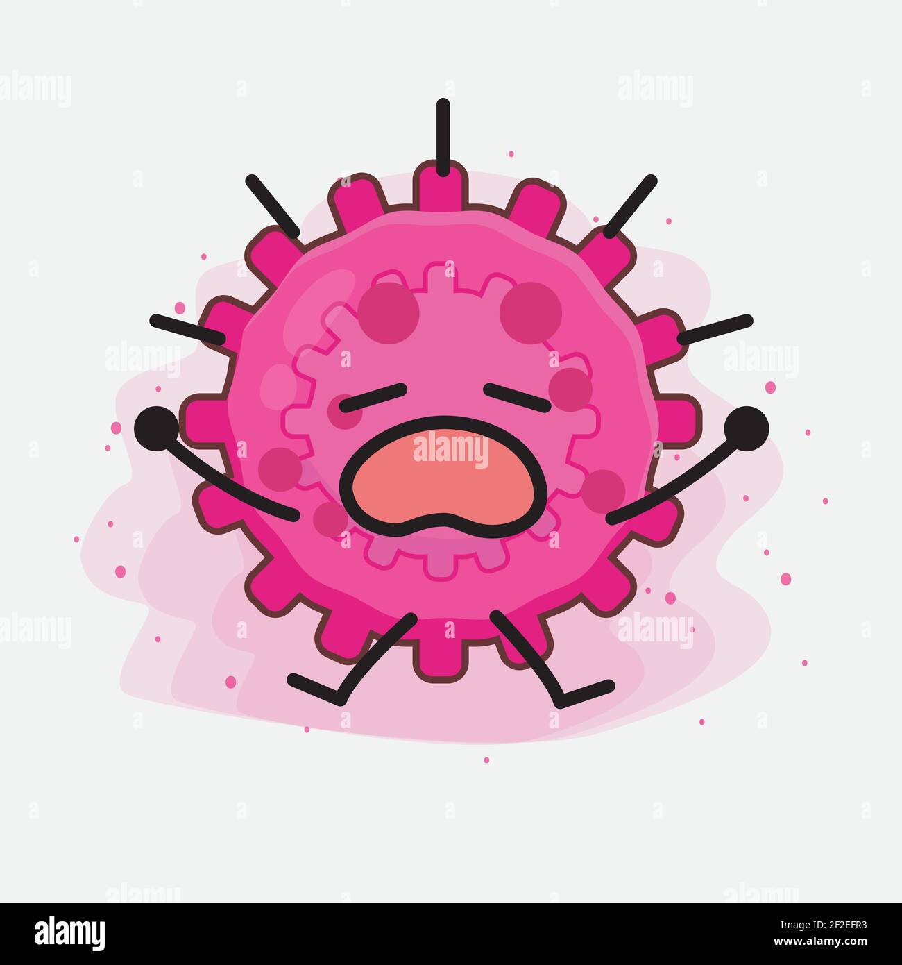 Vector Illustration of Pink Virus Character with cute face, simple ...