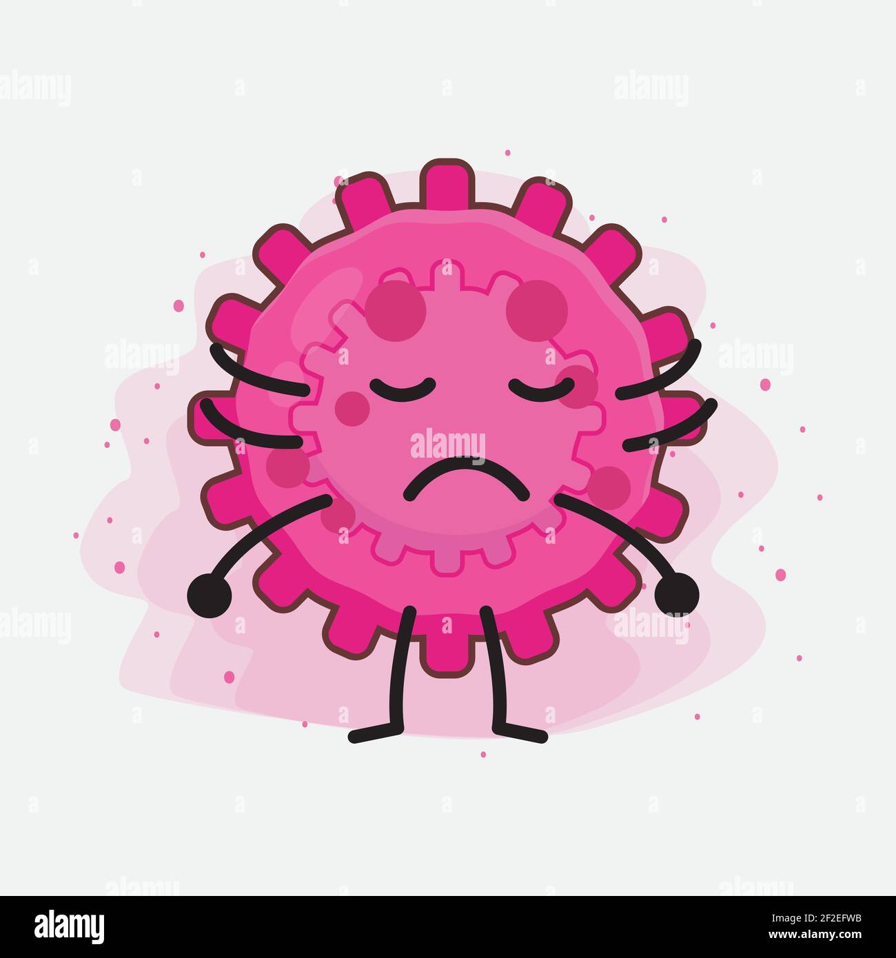 Vector Illustration of Pink Virus Character with cute face, simple ...