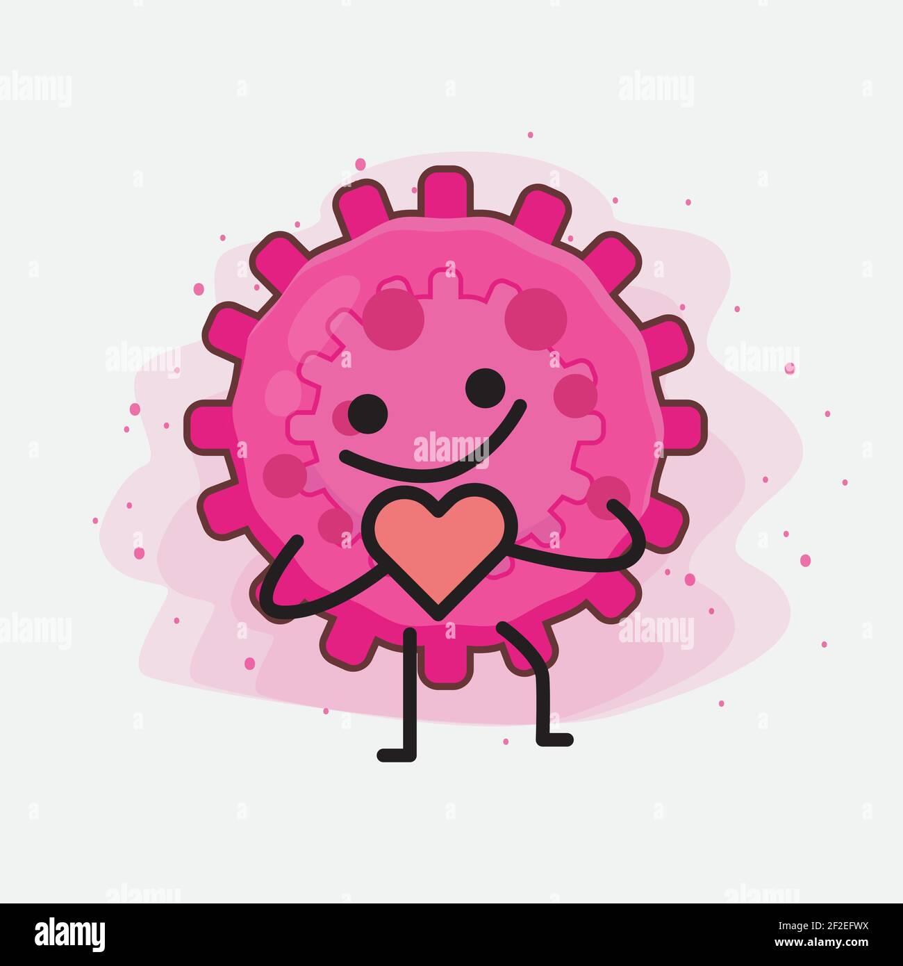 Vector Illustration of Pink Virus Character with cute face, simple ...
